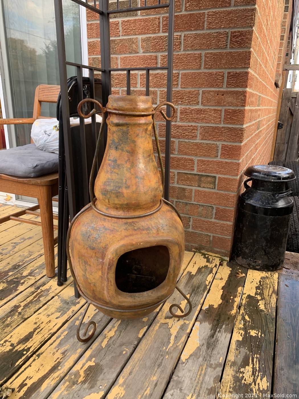 Large Chiminea with Cast Iron Stand | Maxsold