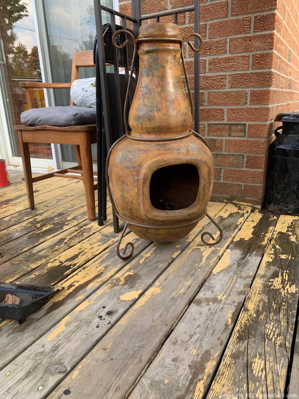 Large Chiminea with Cast Iron Stand | Maxsold