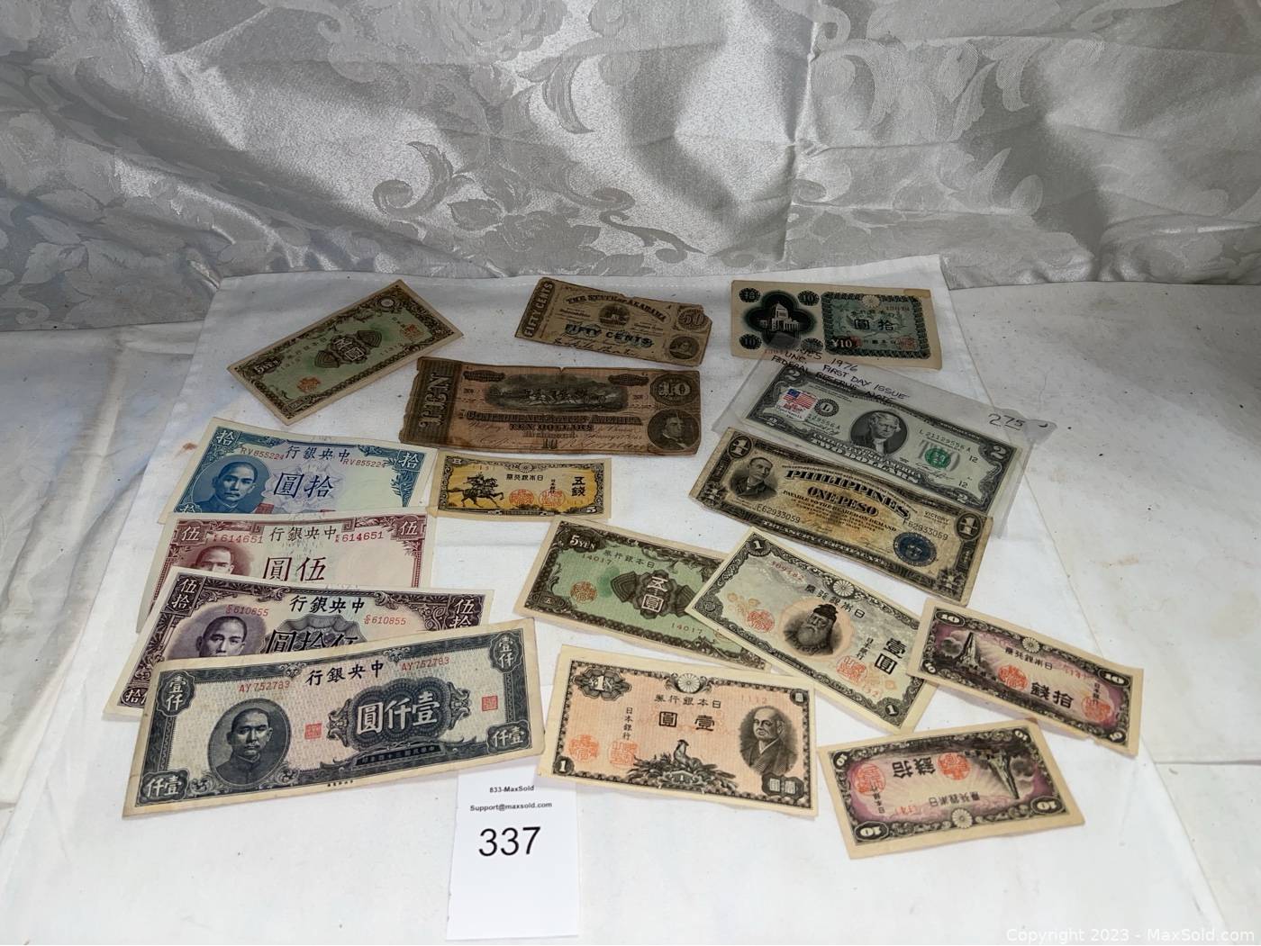 Vintage Currency Collection with International Banknotes and Currency ...
