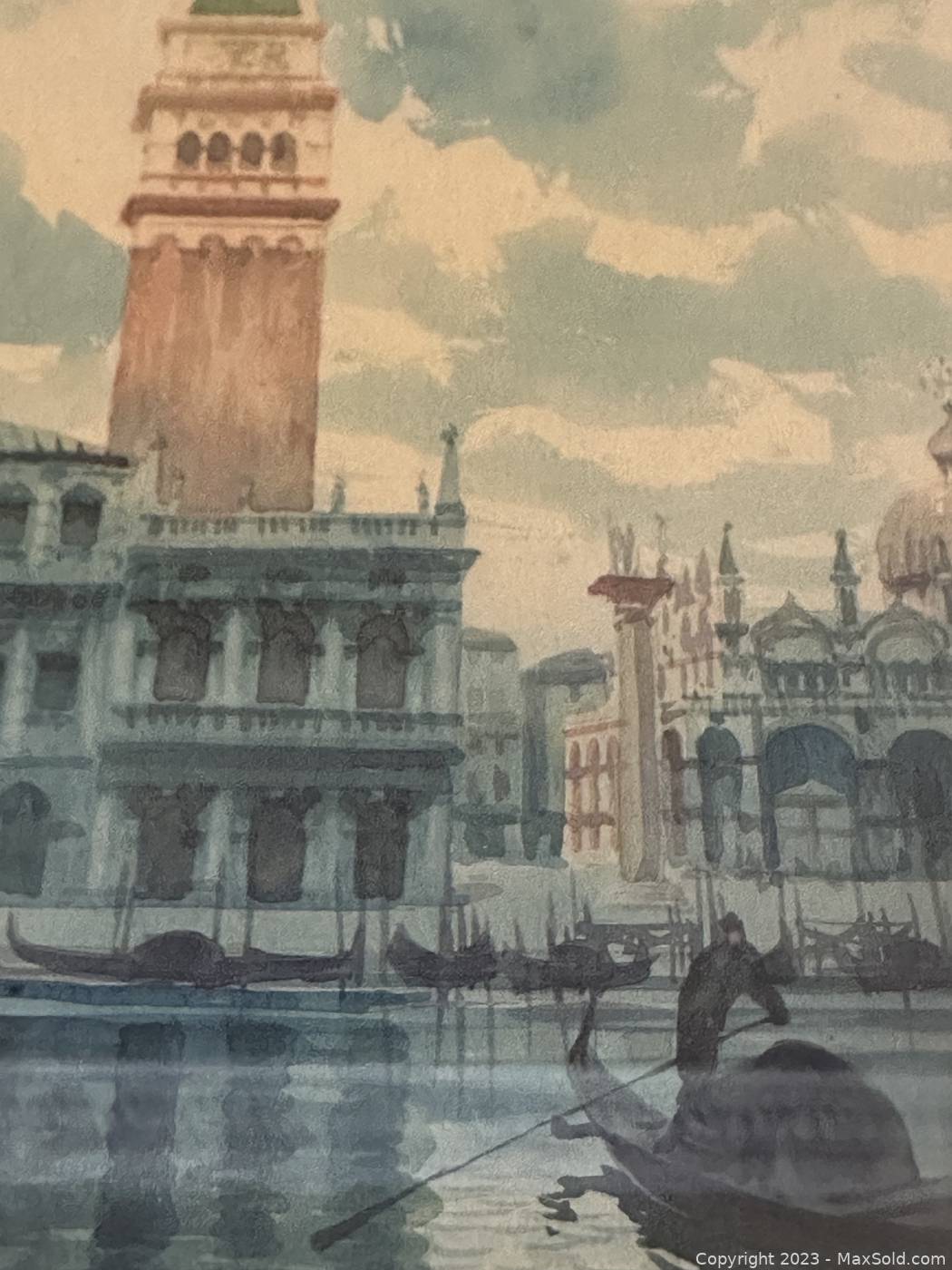 Antique Watercolour Painting Signed F. Noretti, Venice Scene | Maxsold