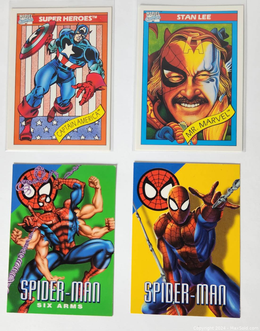 Marvel 1990s Trading Cards Featuring Captain America, Stan Lee, and ...