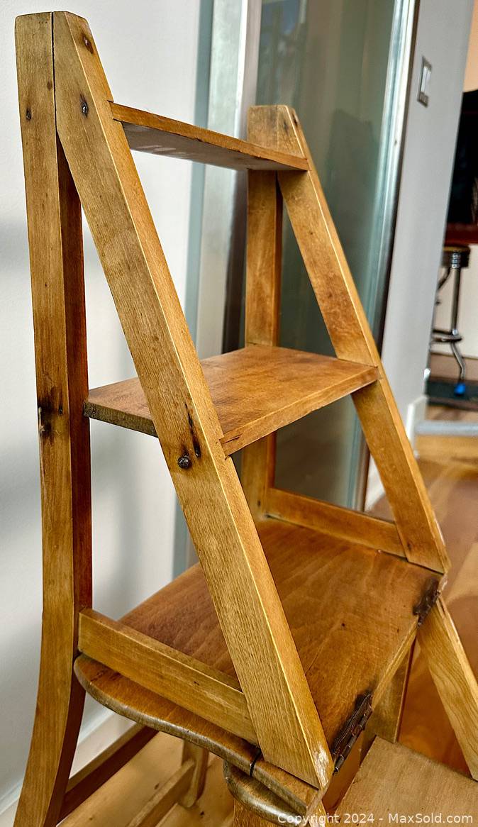 Antique Maple Library Ladder Chair | Maxsold