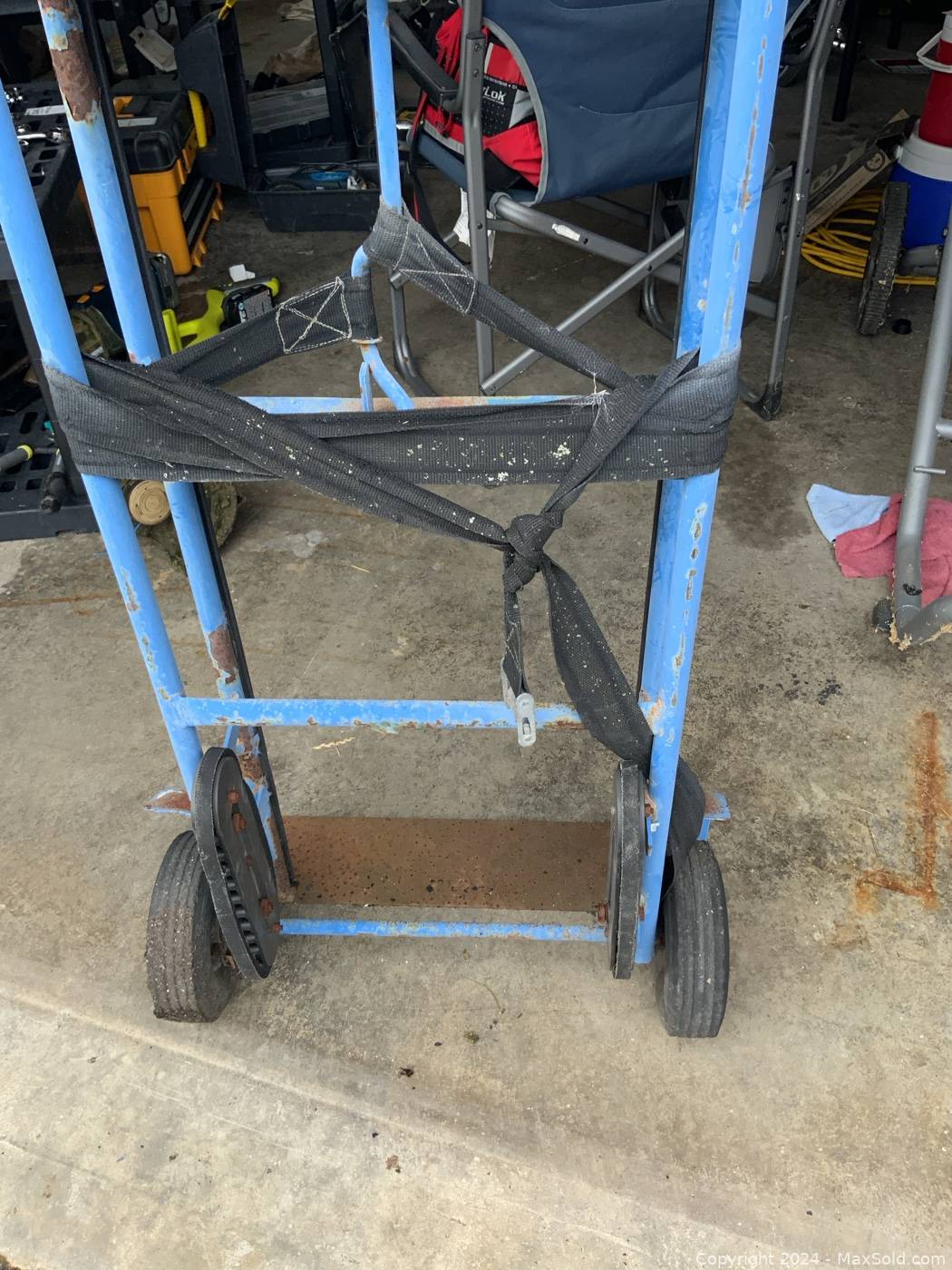 Large Blue Metal Moving Cart with Straps | Maxsold