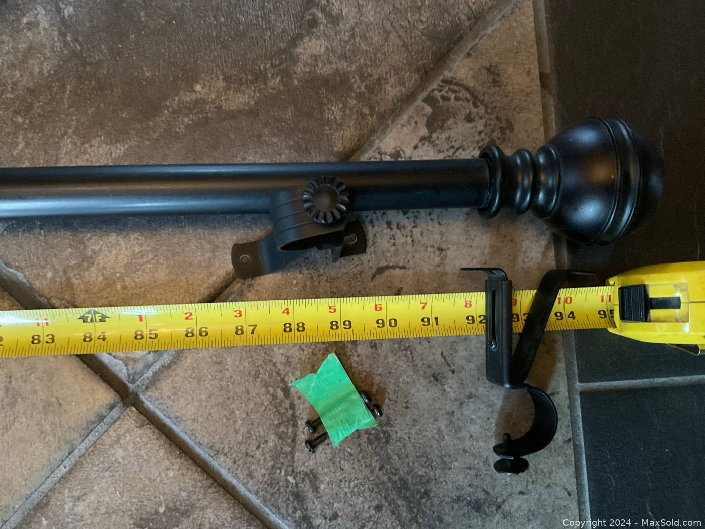 Black Expandable Curtain Rod with Ball Finials and Brackets | Maxsold