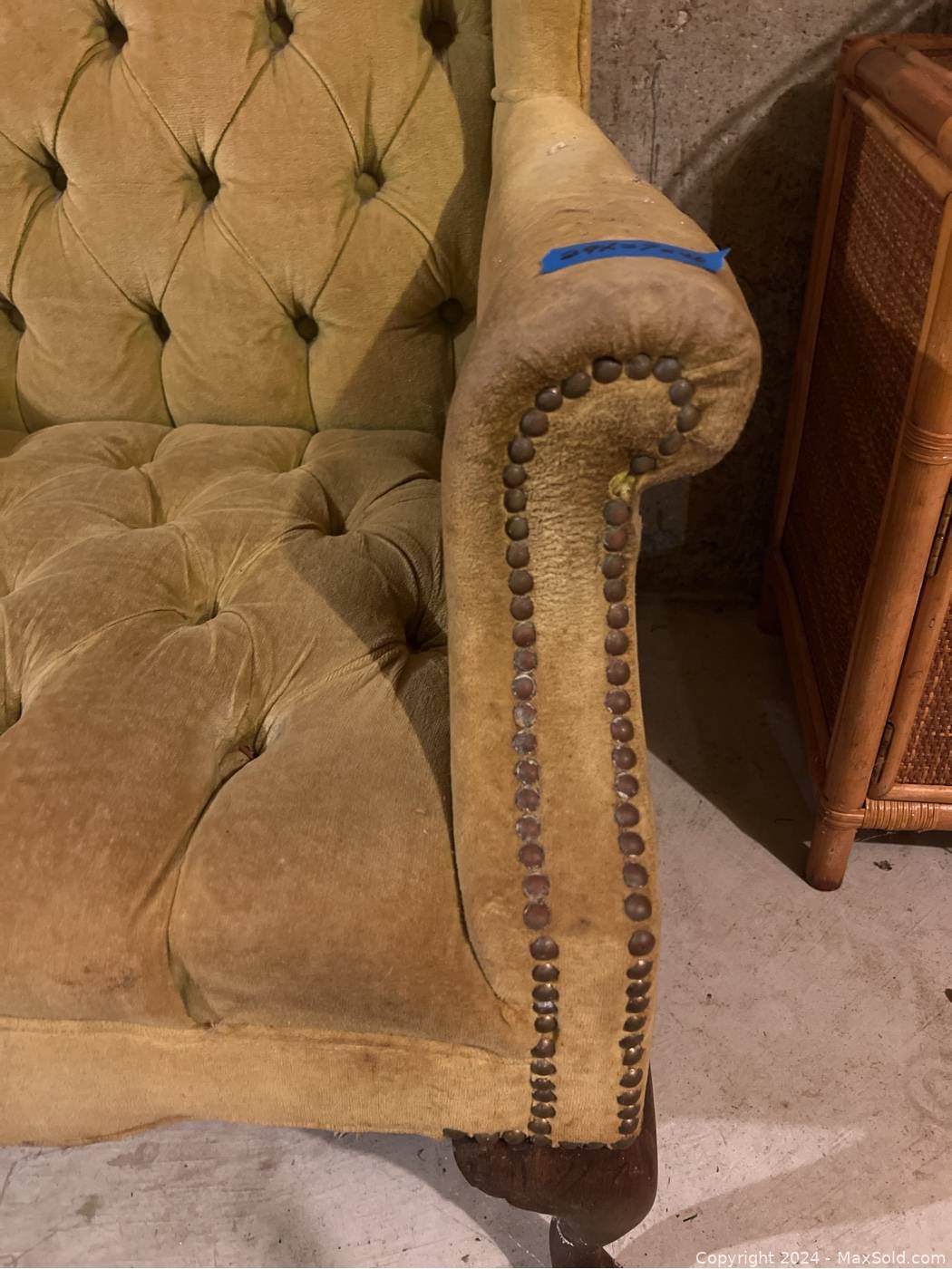 Tufted Wingback Chair Upholstered in Velvet | Maxsold