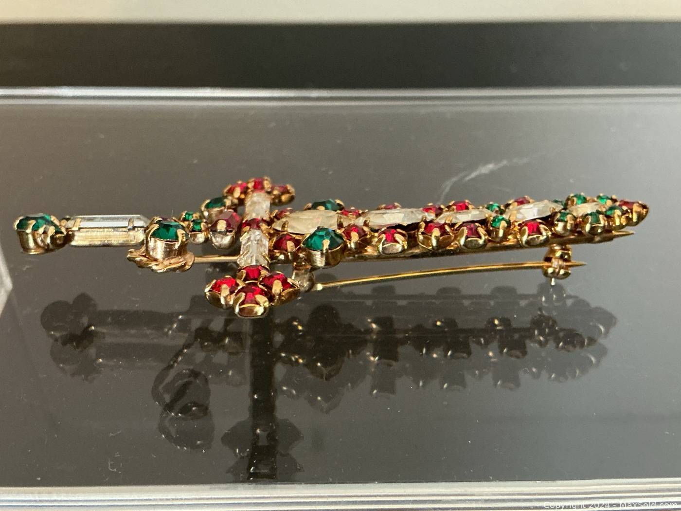 Jay Flex Sterling Silver Rhinestone Dagger Brooch | Maxsold