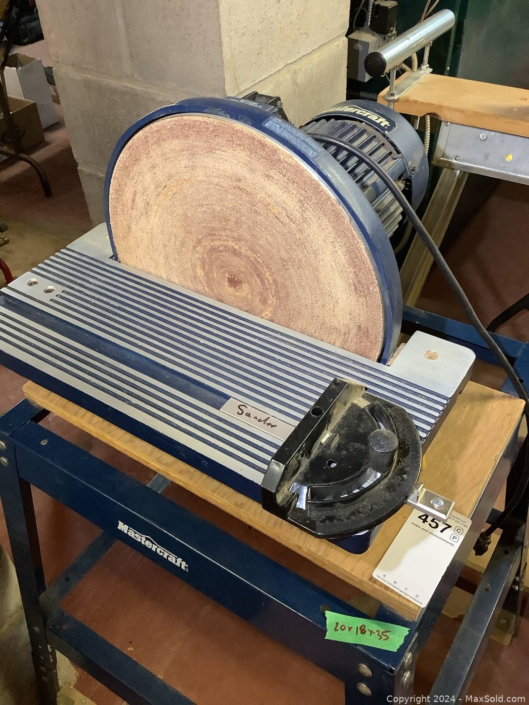 Mastercraft 12-Inch Disc Sander with Manual and Wheeled Stand | Maxsold
