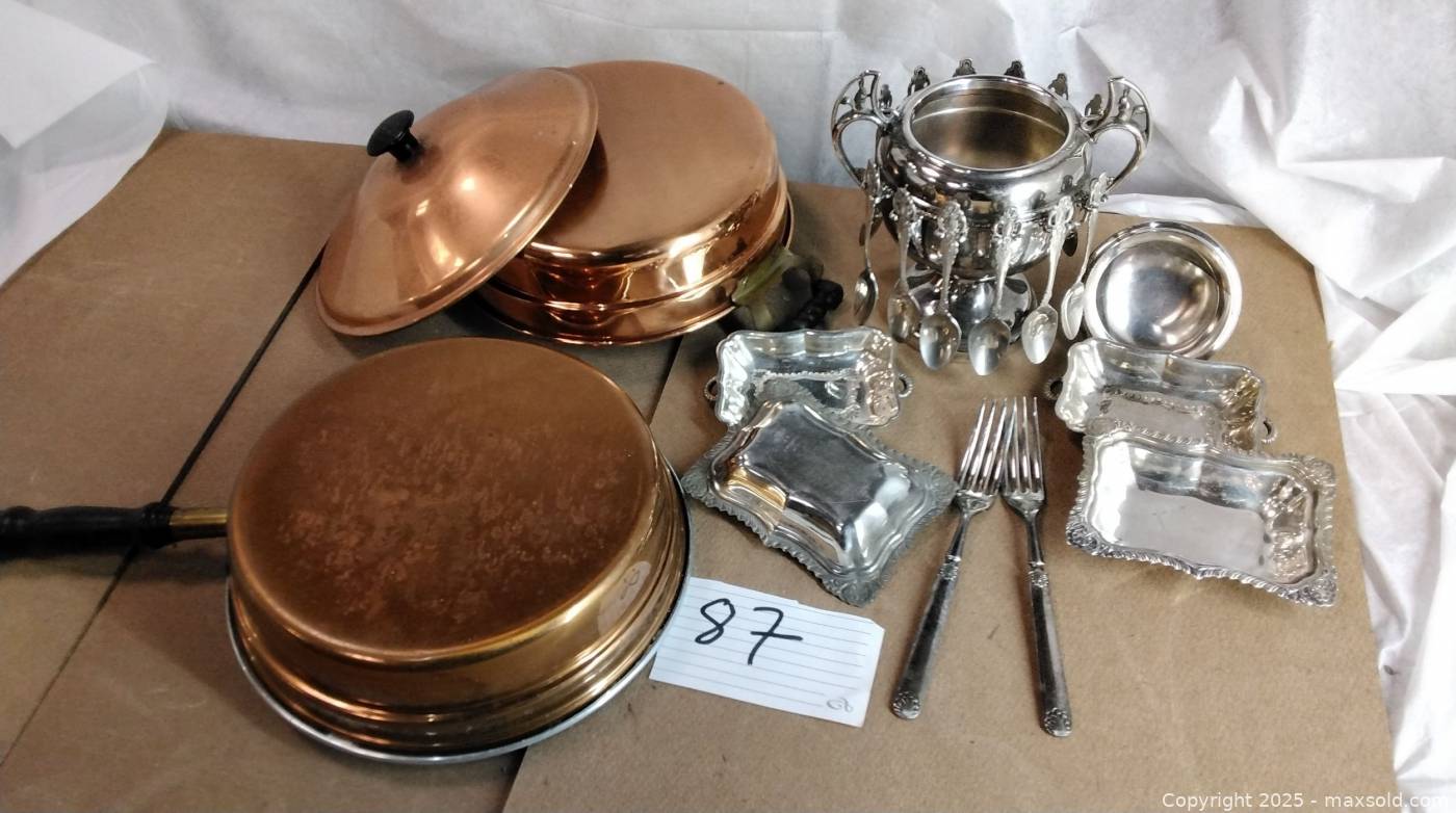 Vintage copper cookware and silver-plate serveware | Maxsold