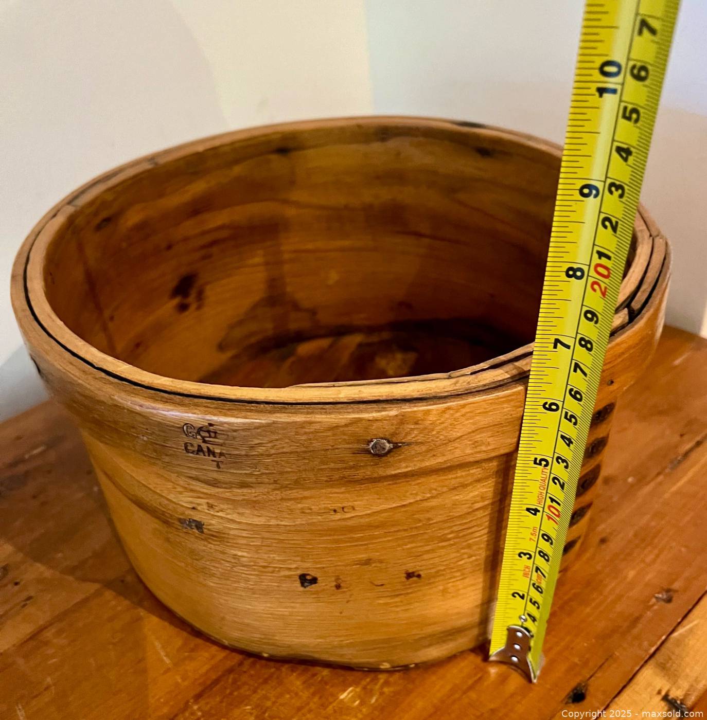 Antique primitive wood grain measure bucket | Maxsold