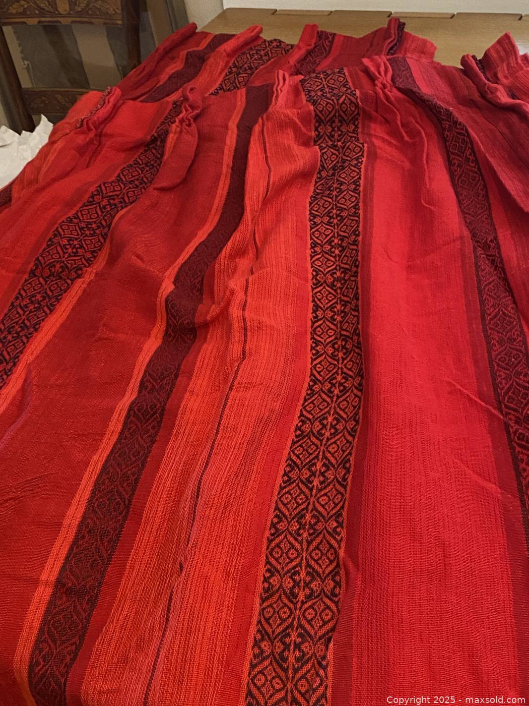 2 Cherry Red Pleated Drapery Panels | Maxsold