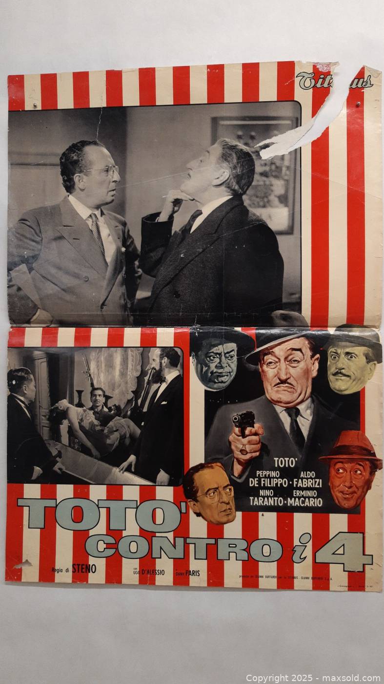 1963 Italian Movie Poster "Totò contro i 4" | Maxsold