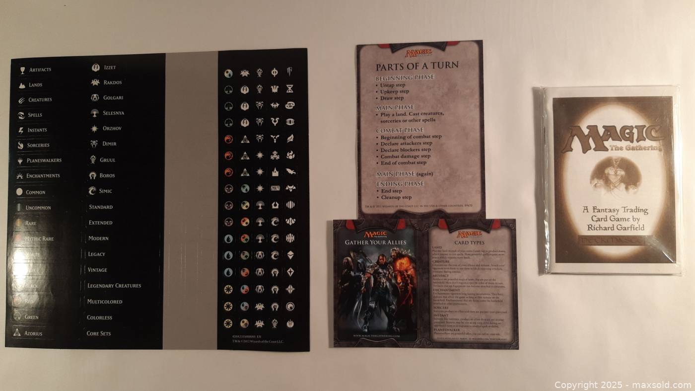 Magic: The Gathering sticker sheet, 3 reference cards, 1994 rulebook ...