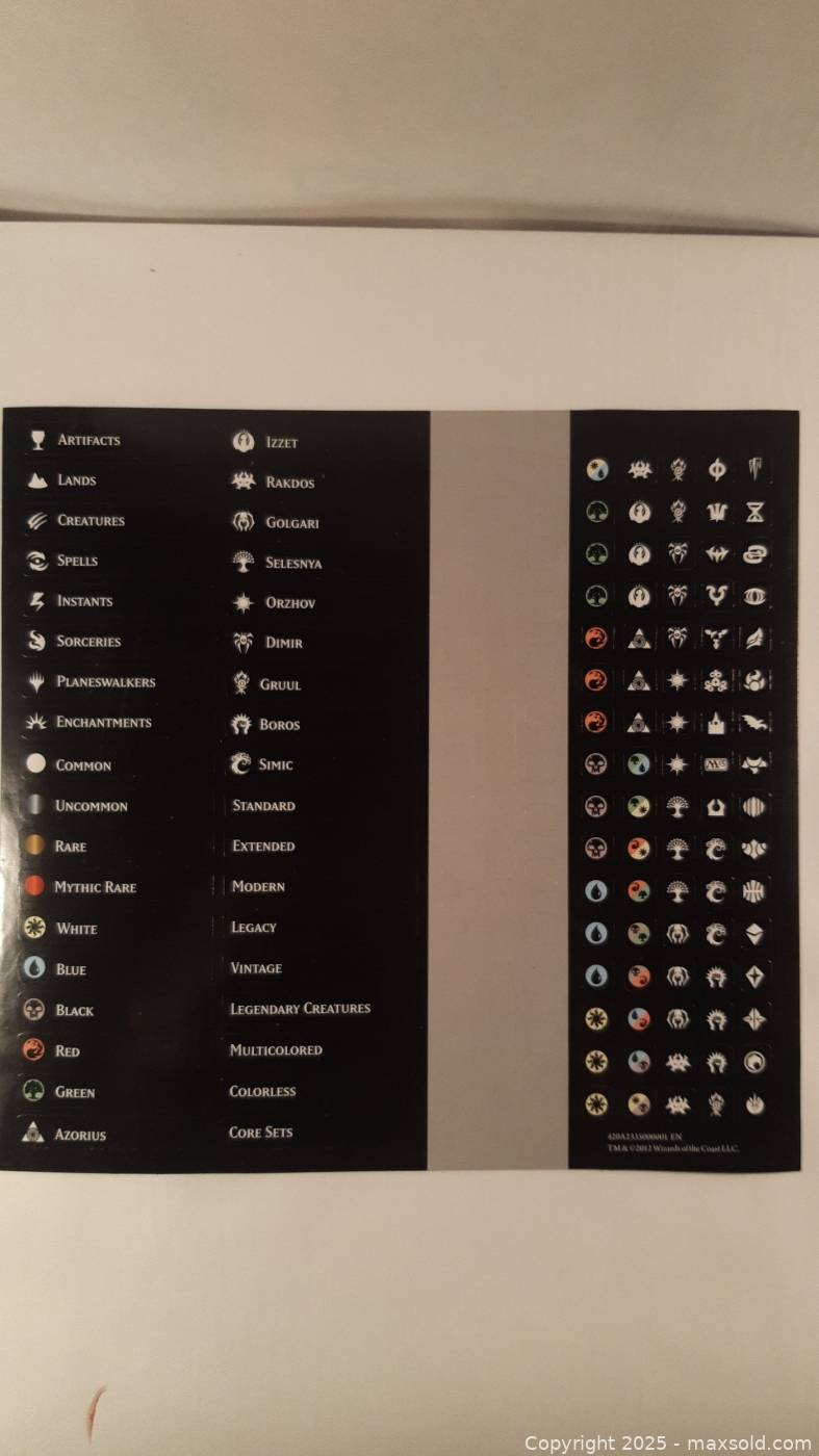 Magic: The Gathering sticker sheet, 3 reference cards, 1994 rulebook ...