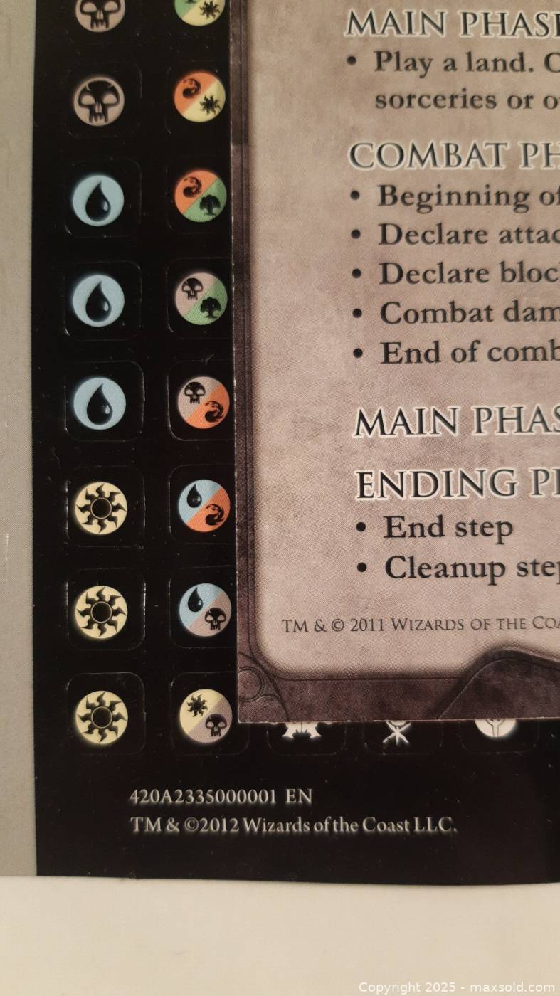 Magic: The Gathering sticker sheet, 3 reference cards, 1994 rulebook ...
