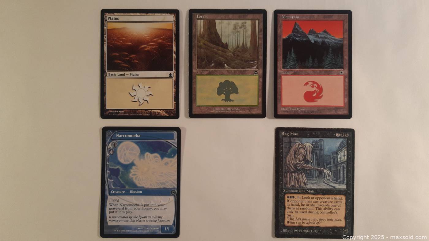 Magic: The Gathering Plains, Forest, Mountain, Narcomoeba & Rag Man ...