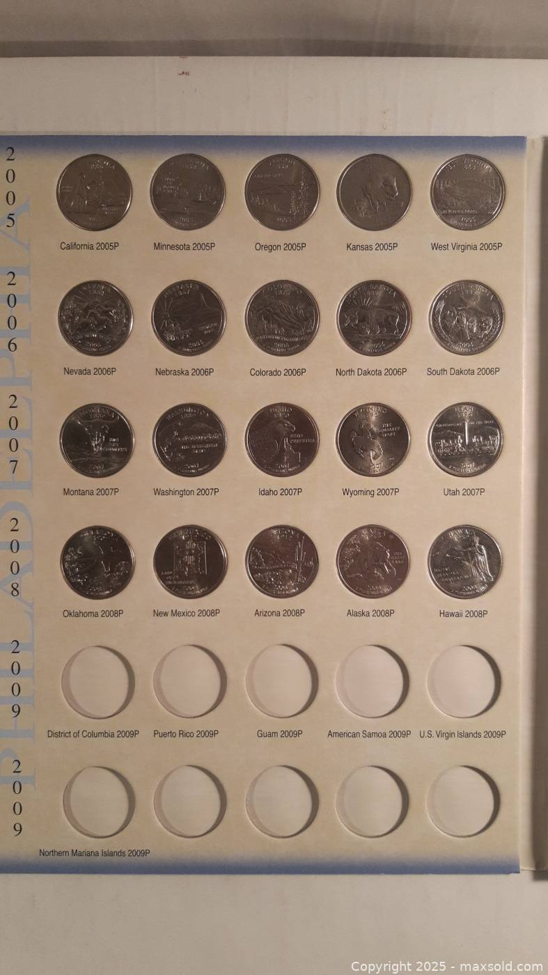 U.S. State Quarters 1999-2009 album with 93 coins | Maxsold