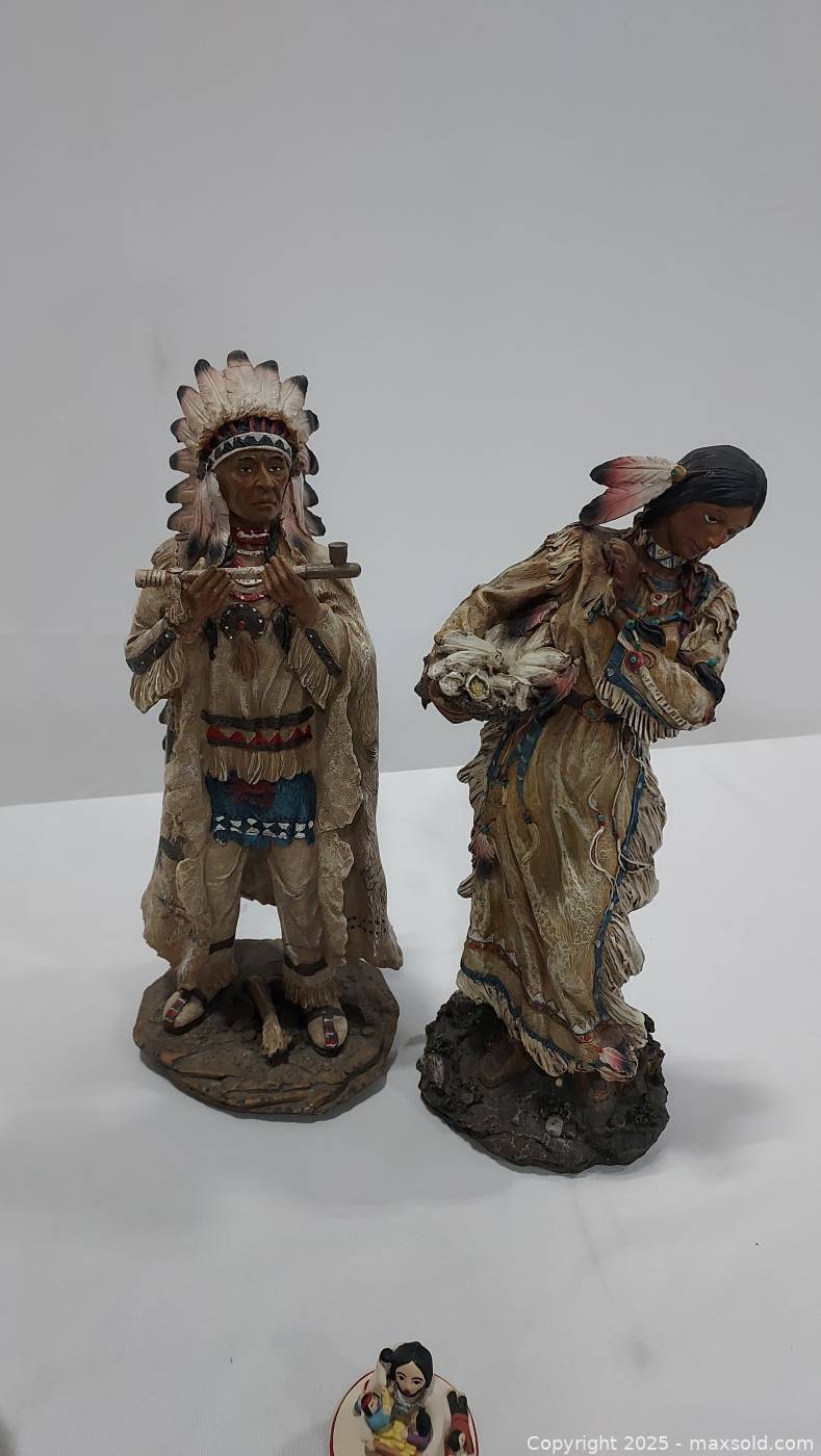Ceramic, Resin and Wooden Native American and Pilgrim Decor Figurines ...