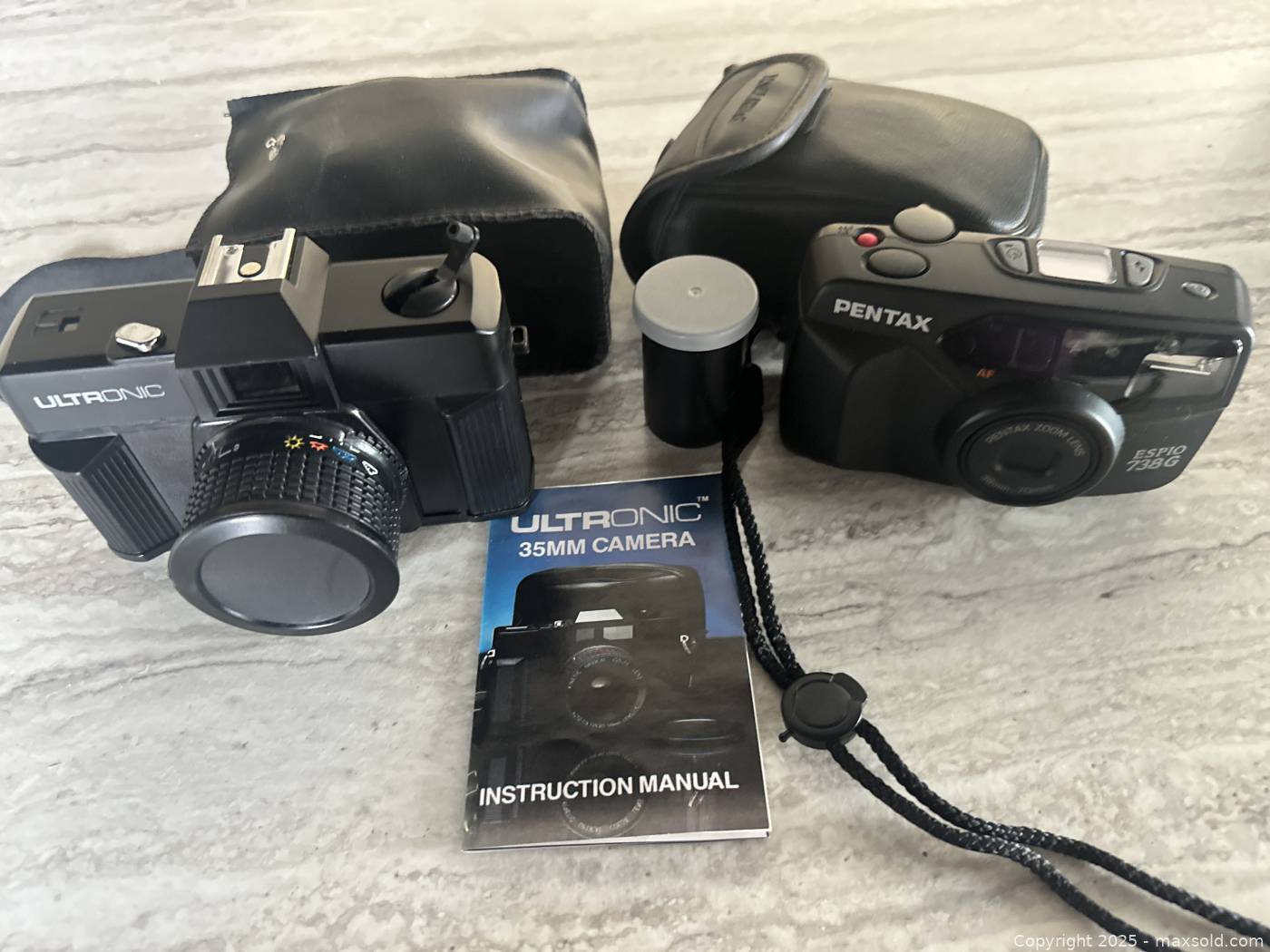 Pentax Espio 738G and Ultronic 35mm Film Cameras with Cases, Film, and ...