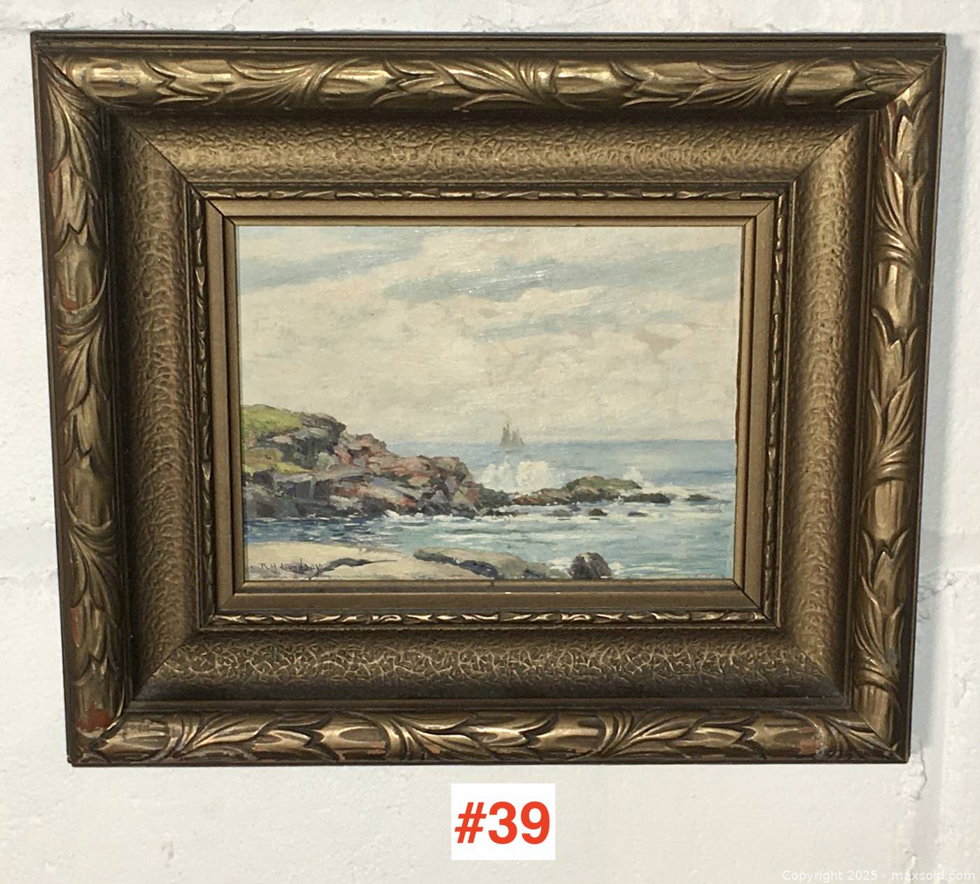 R.H. Lindsay framed seascape painting | Maxsold