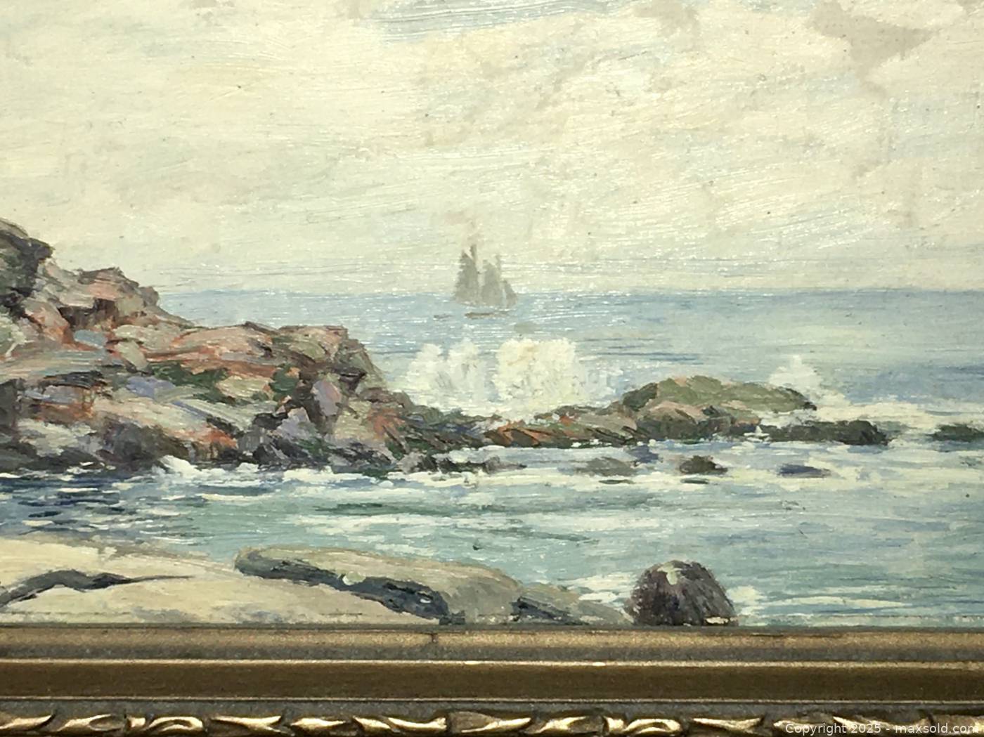 R.H. Lindsay framed seascape painting | Maxsold