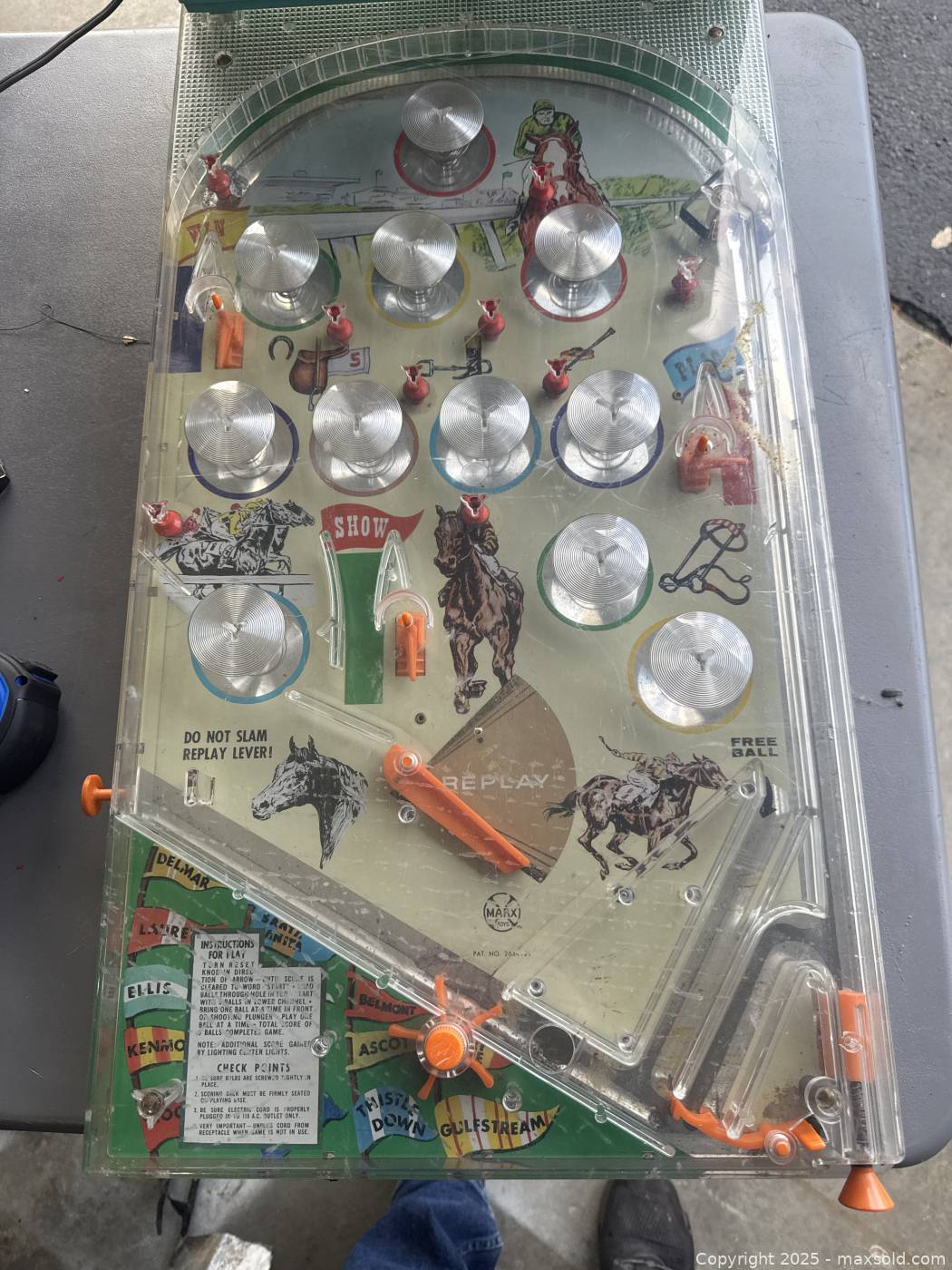 Vintage Marx Sweepstakes Horse Racing Tabletop Pinball Machine | Maxsold
