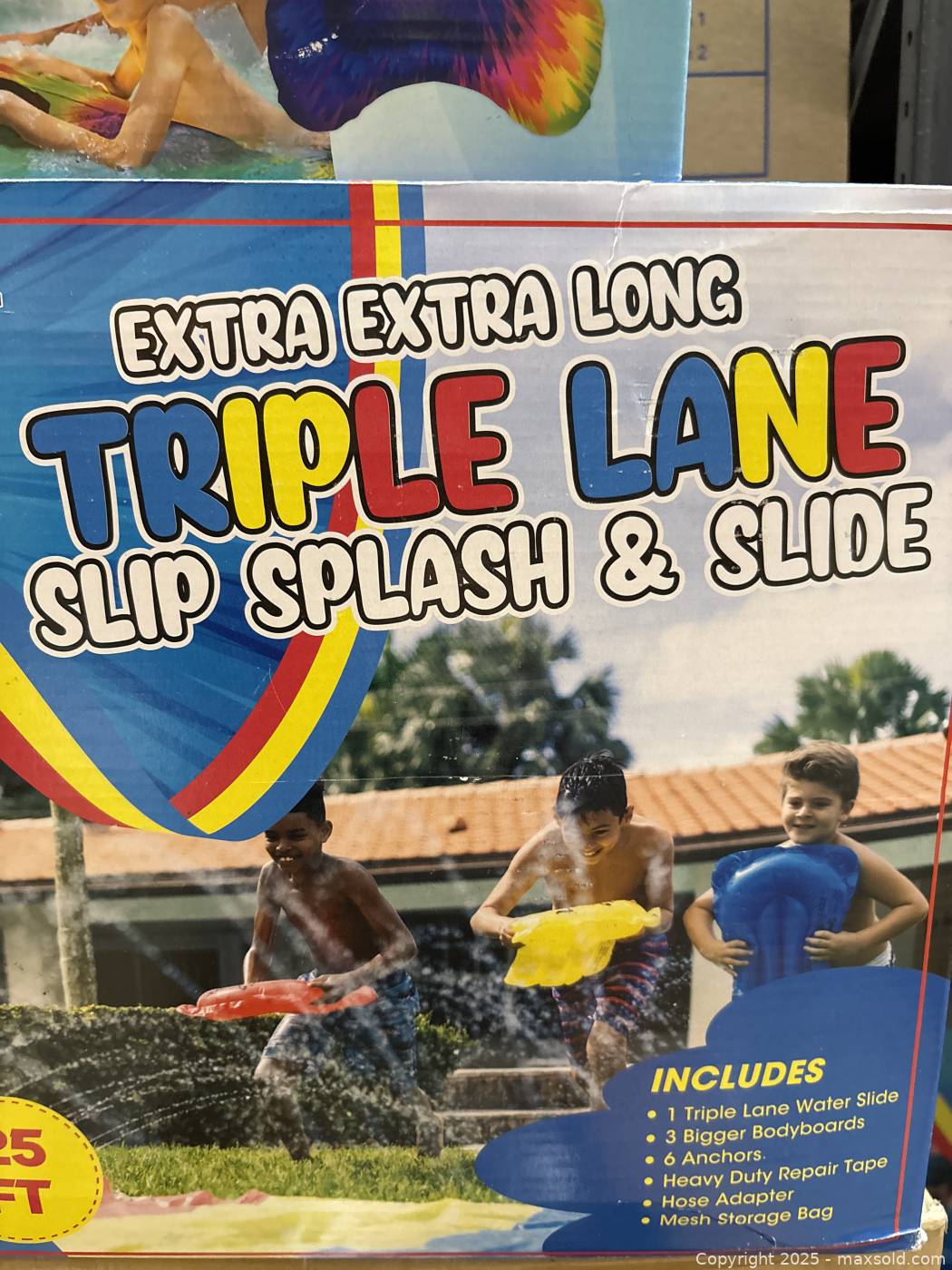 Jumbo Triple Lane Slip N Slide Set with Body Boards and Spares | Maxsold