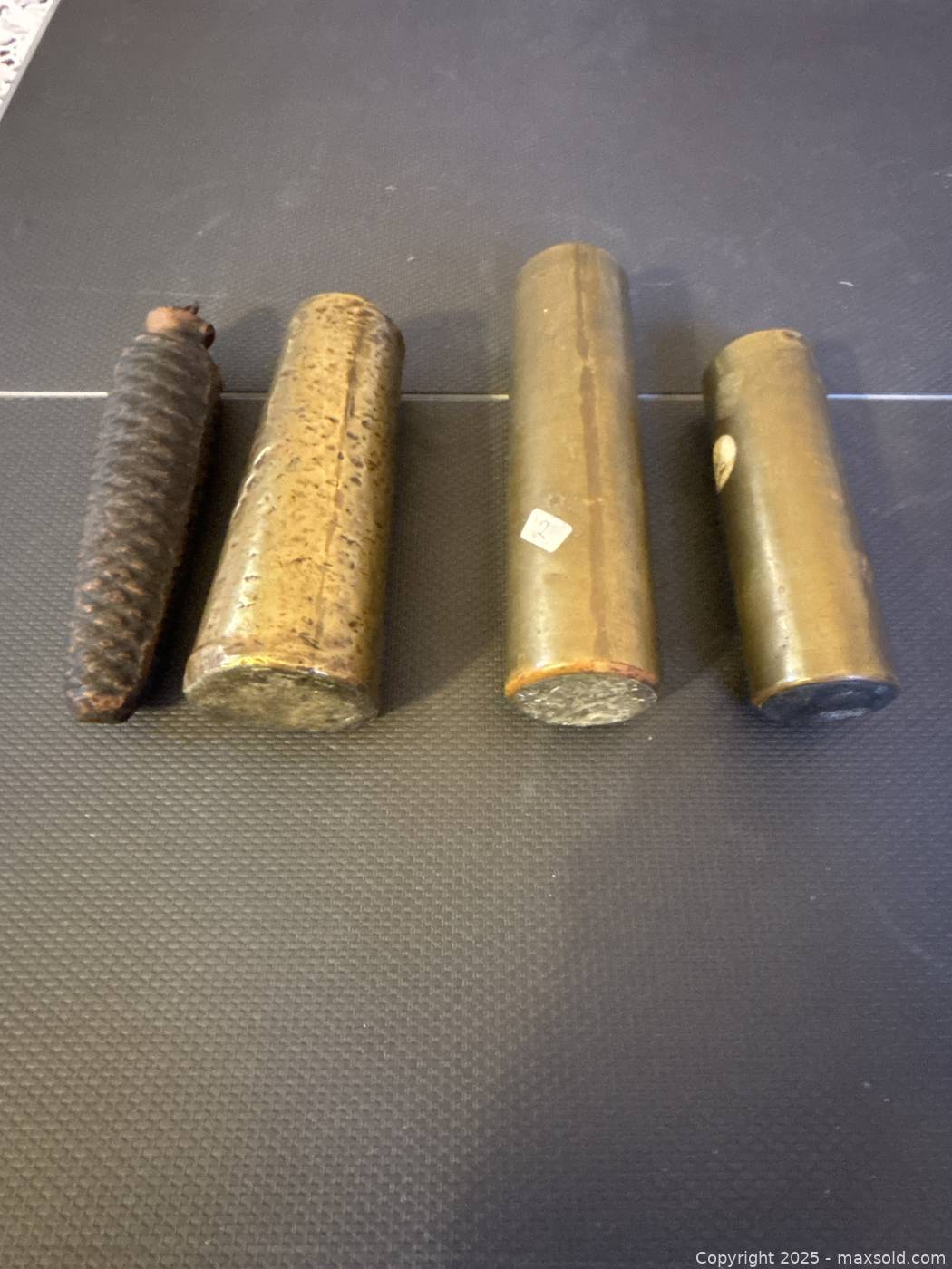 Set of 4 Antique Clock Weights, Heavy Brass and Cast Iron | Maxsold