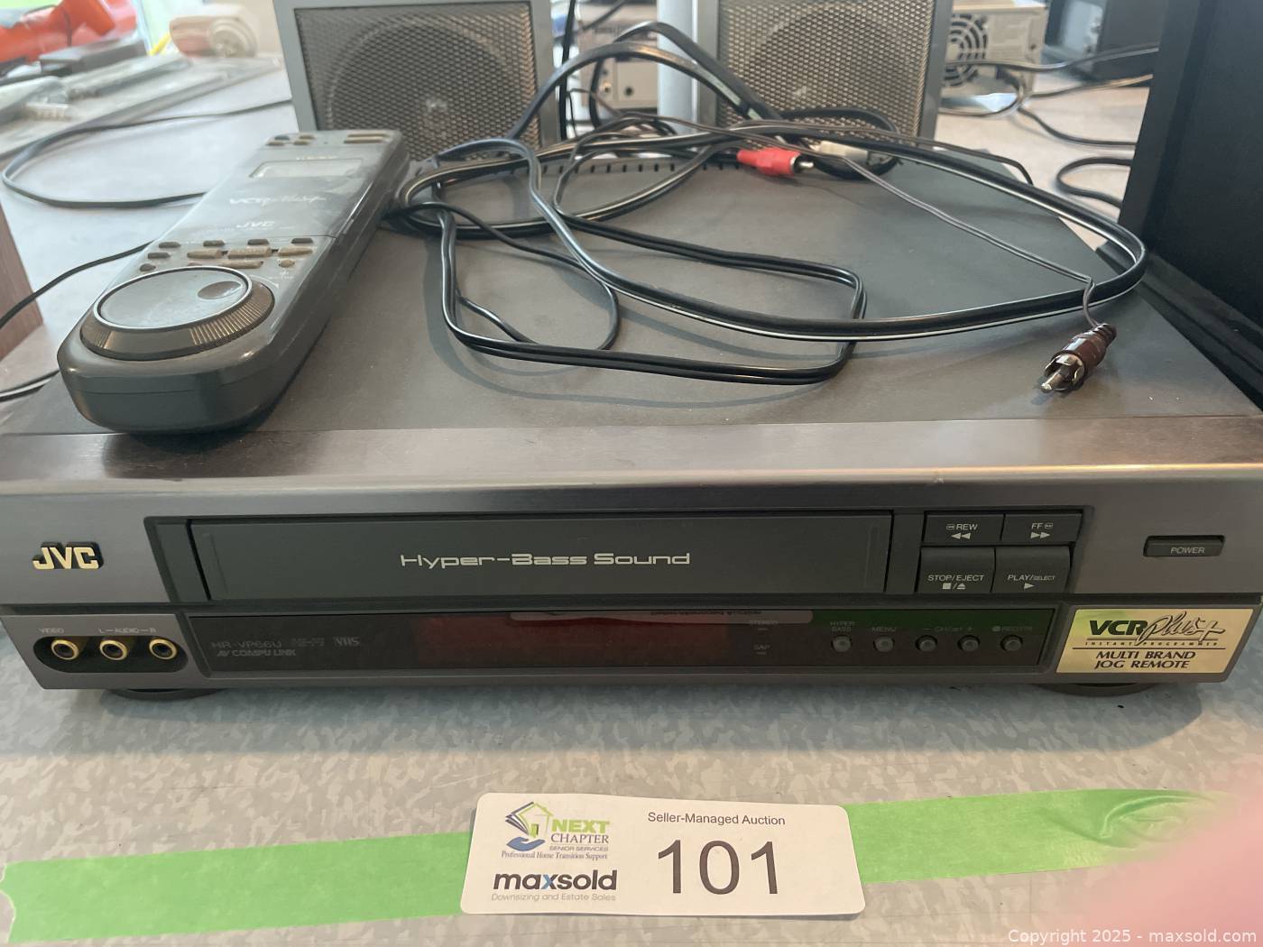 JVC VHS Player, Remote, Digital Clock Radio, Small MTC Speakers | Maxsold