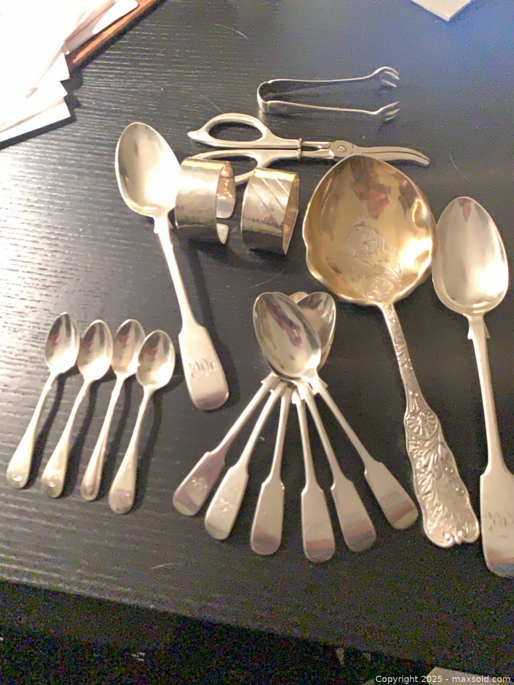 Hallmarked sterling silver flatware, napkin rings & accessories, 20.2 ...