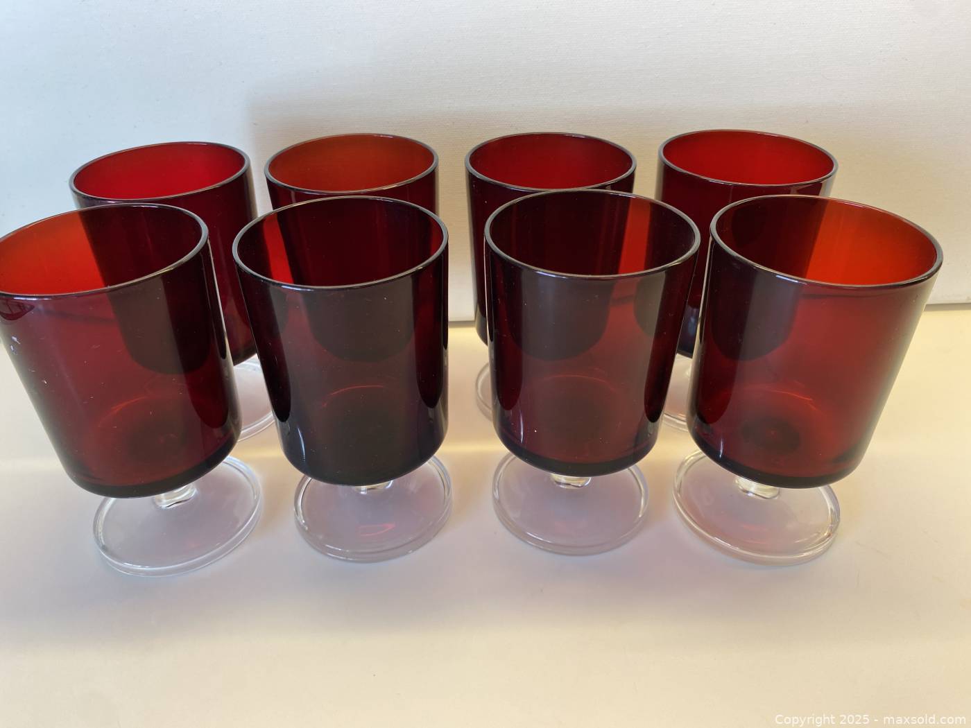 Set of 8 Ruby Red Wine Glasses | Maxsold