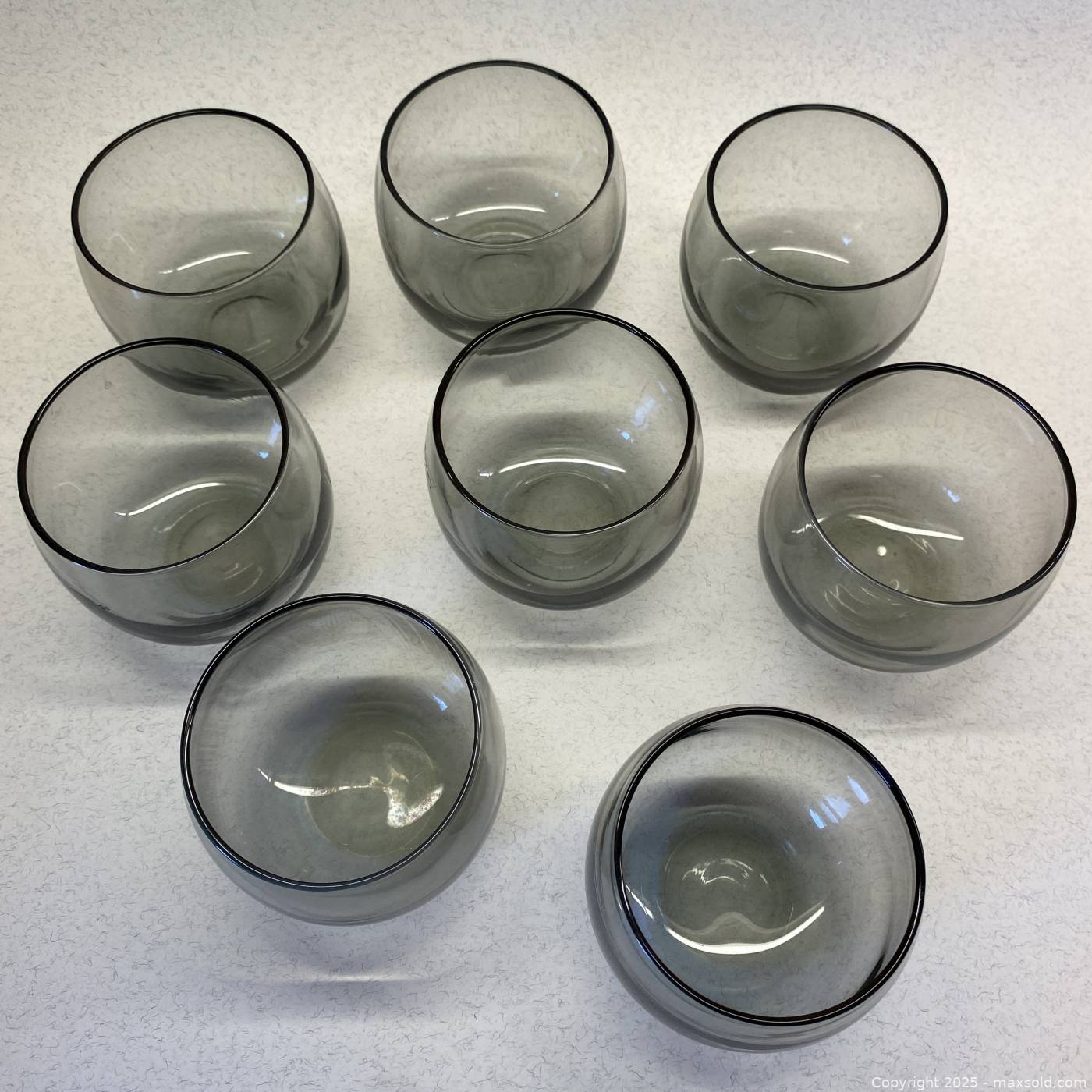 Set of 8 Smoky Grey Roly Poly Glasses | Maxsold