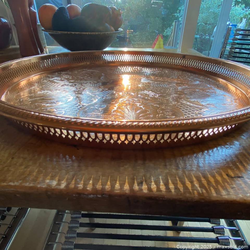 Etched Coppercraft Guild Round Tray | Maxsold
