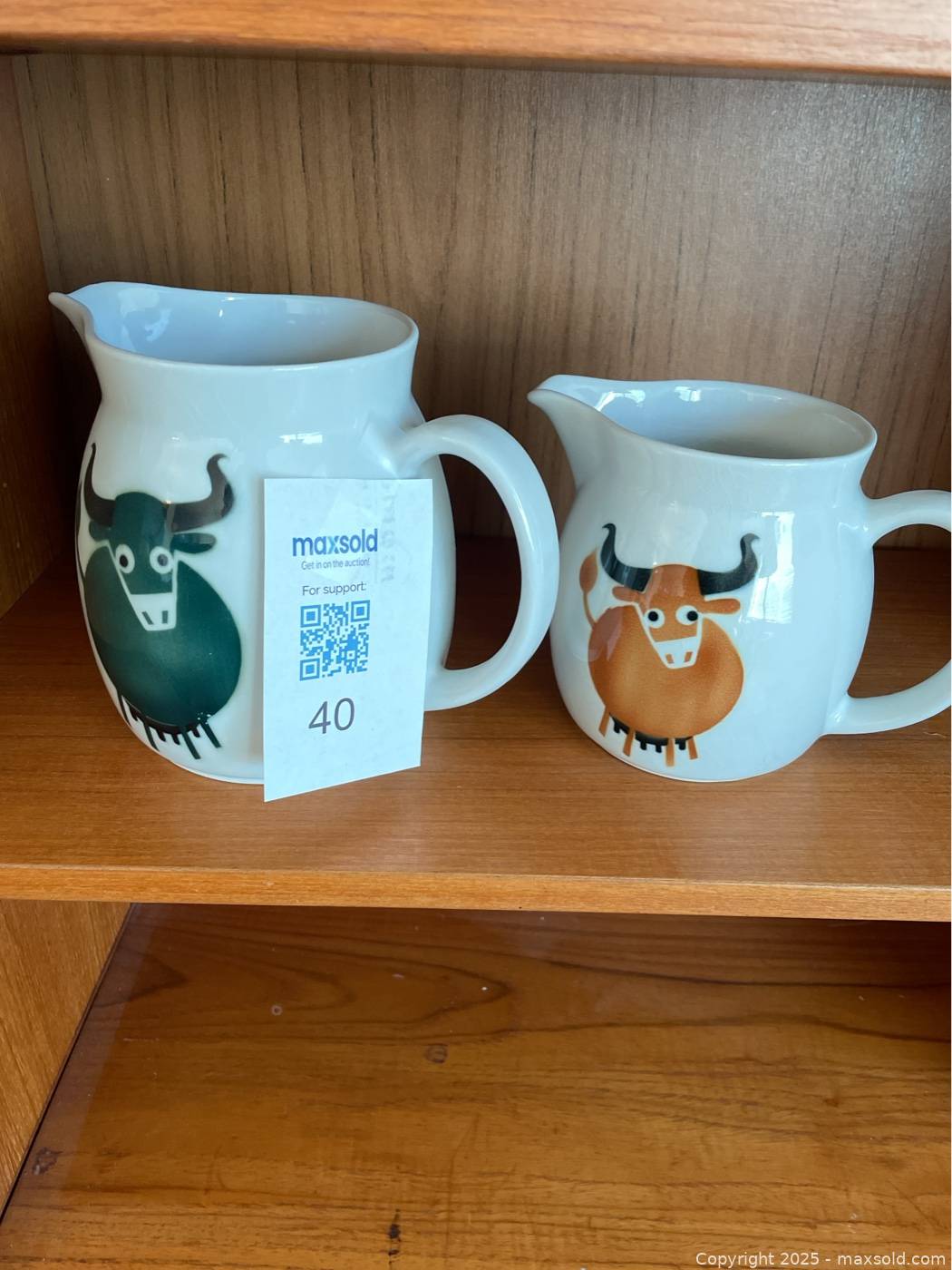 Arabia Finland Ceramic Jugs with Bull Motifs | Maxsold