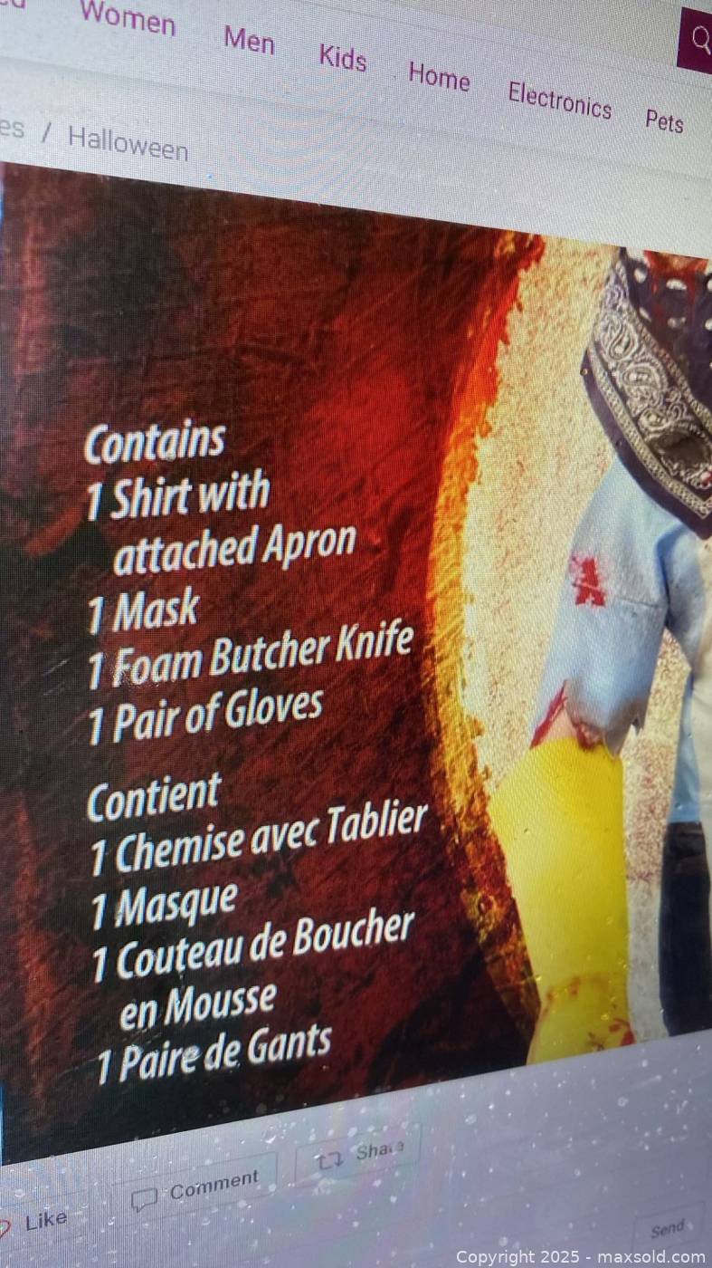 Boys Butcher Halloween Costume Set Size 4-6 | Maxsold