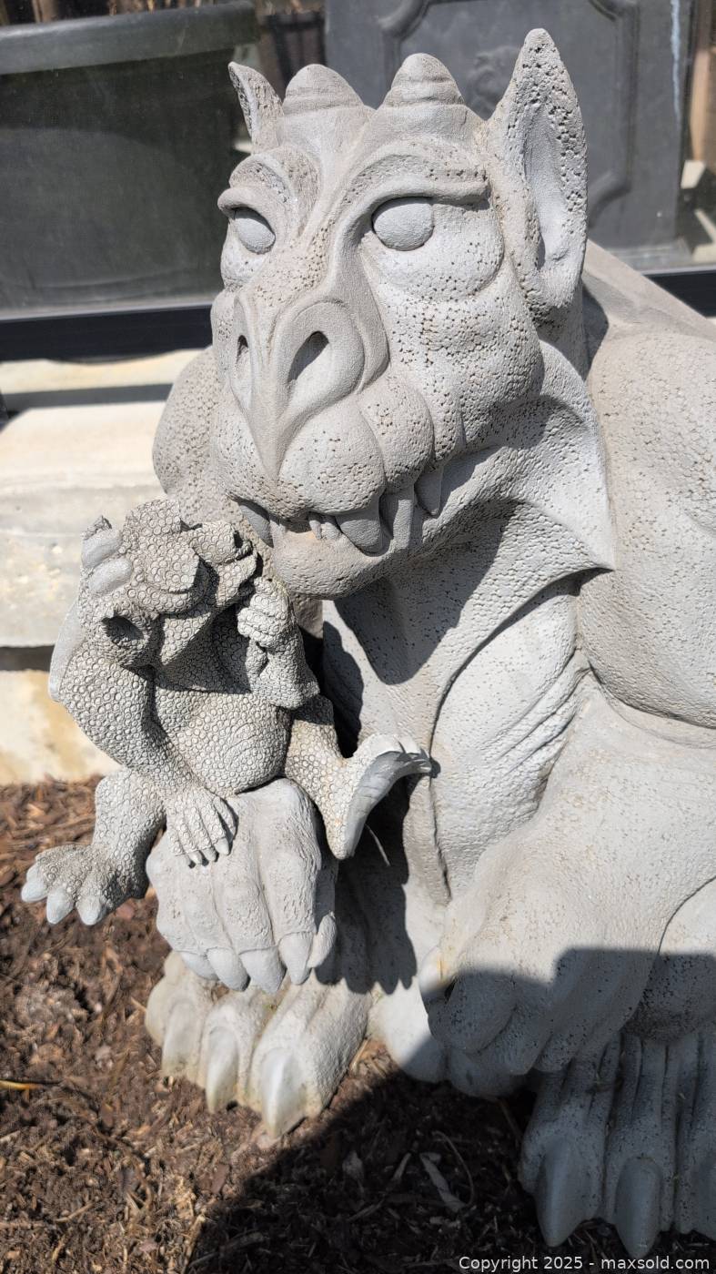 Resin Gargoyle Statue - Mother with Baby | Maxsold