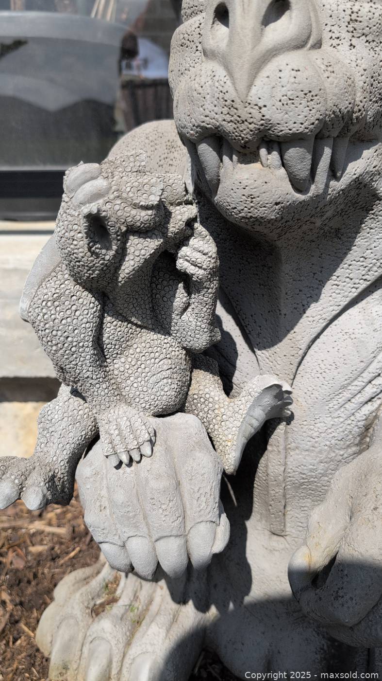 Resin Gargoyle Statue - Mother with Baby | Maxsold