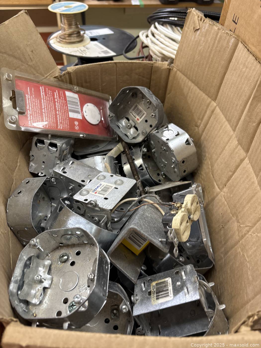 Mixed Electrical Hardware Lot with Boxes, Plates, Switches, and More ...