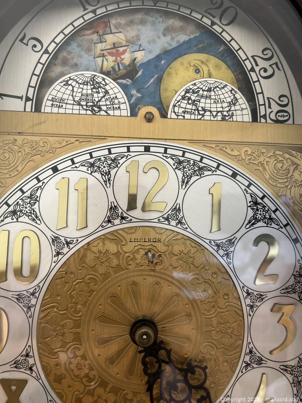 Vintage Emperor Grandfather Clock with Brass Dial and Moon Phase | Maxsold