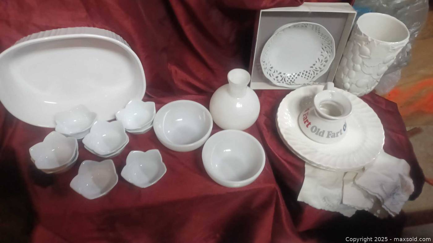 Assorted white ceramic dishware collection | Maxsold