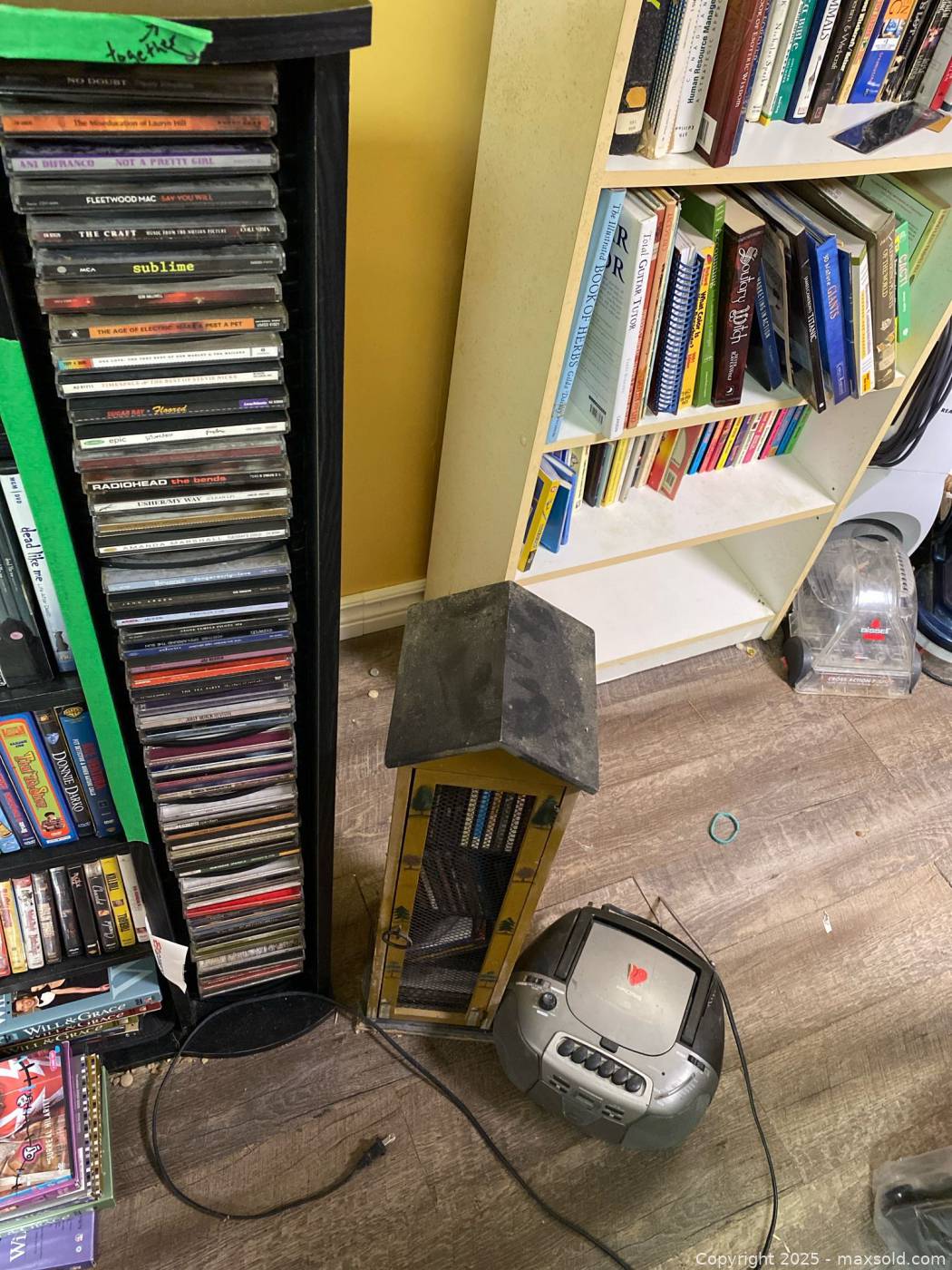 CD player, house storage box, ~40 CDs | Maxsold