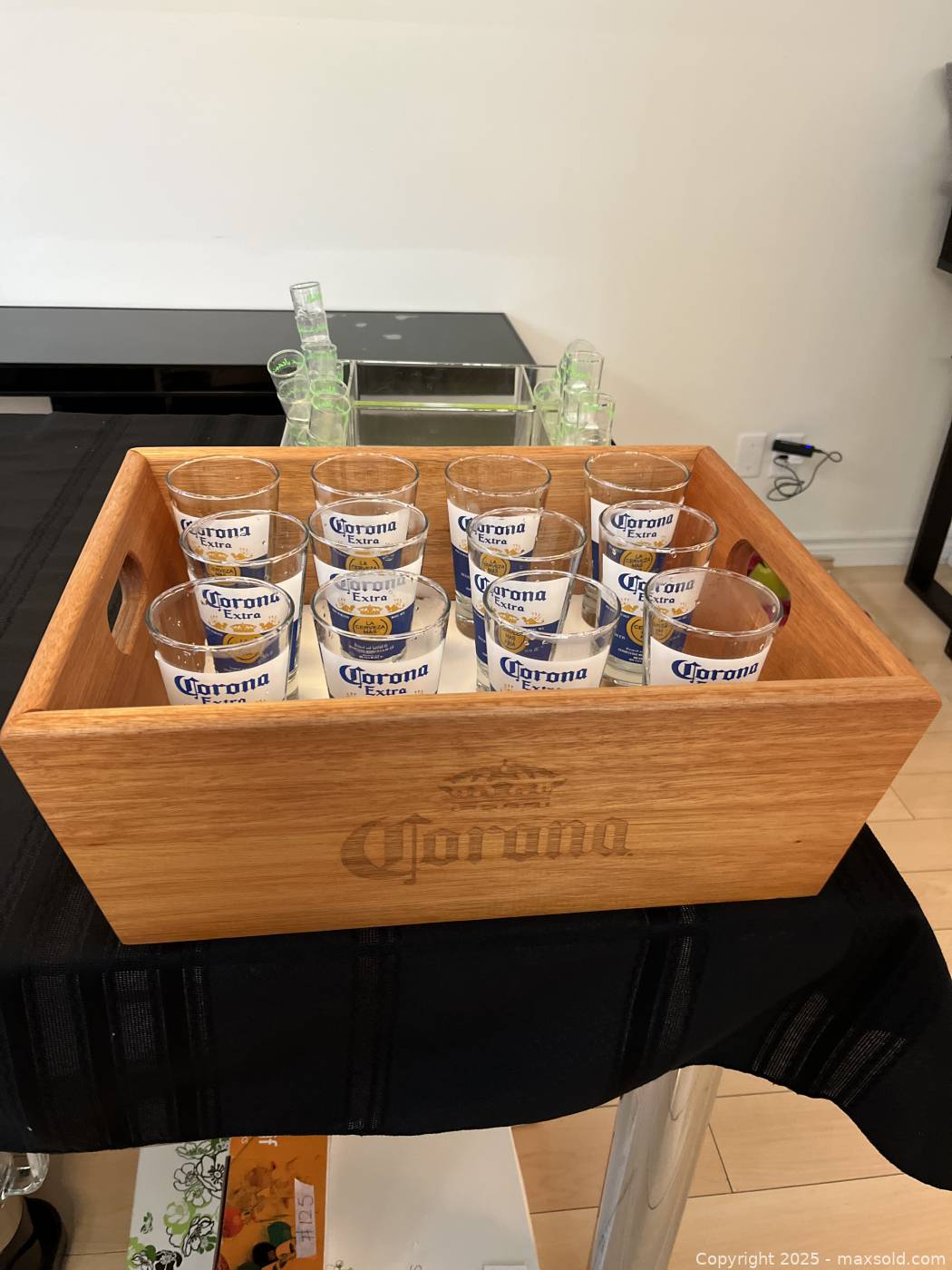 Novelty Corona Glasses with Wooden Corona Box & Norma Jean Shot Glasses ...