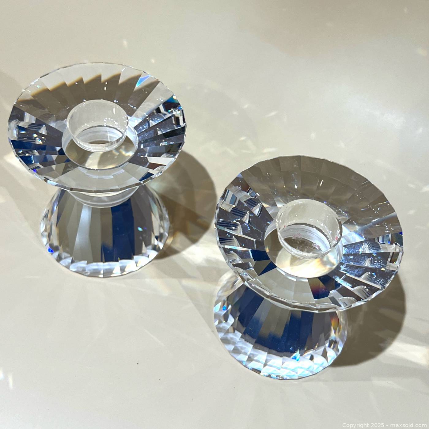 Swarovski Neo Classic crystal candle holders pair | Maxsold