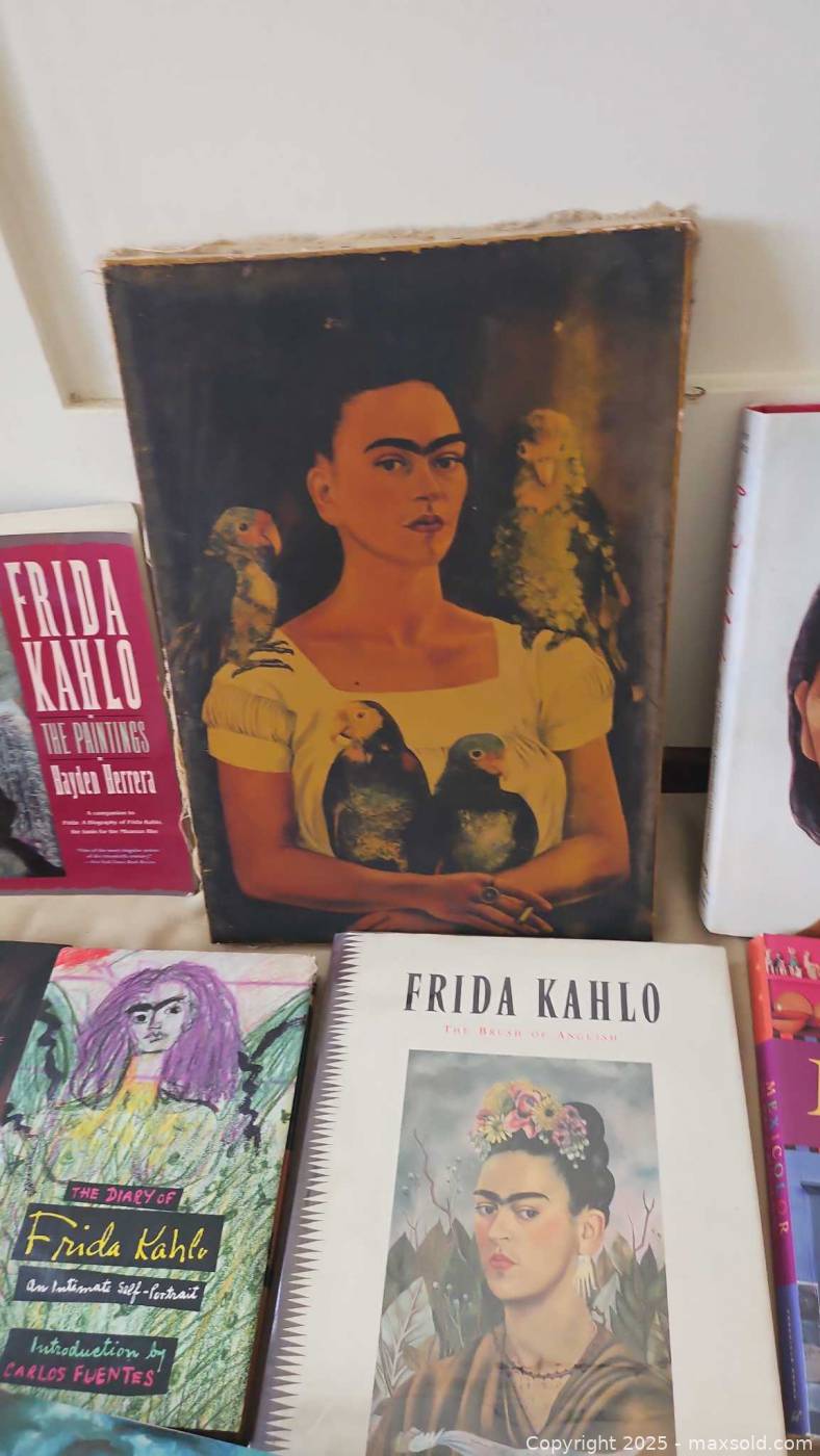 Frida Kahlo Print on Canvas with 10 Books and Postcard Book on Frida ...