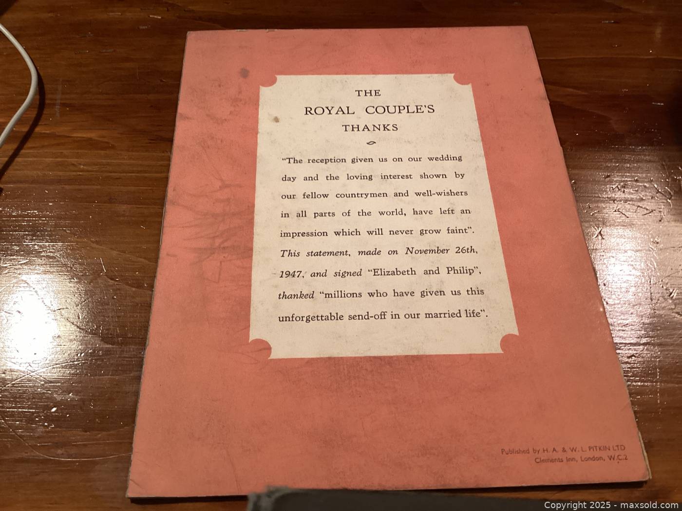 Princess Elizabeth’s Wedding Day booklet | Maxsold