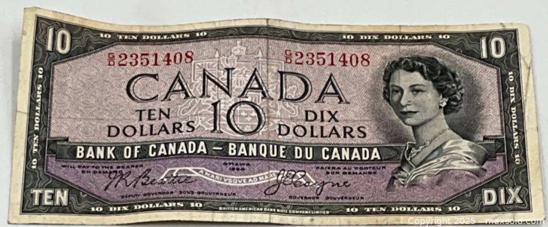 Vintage 1954 Canadian Bank of Canada Notes – $10, $20, $100 | Maxsold