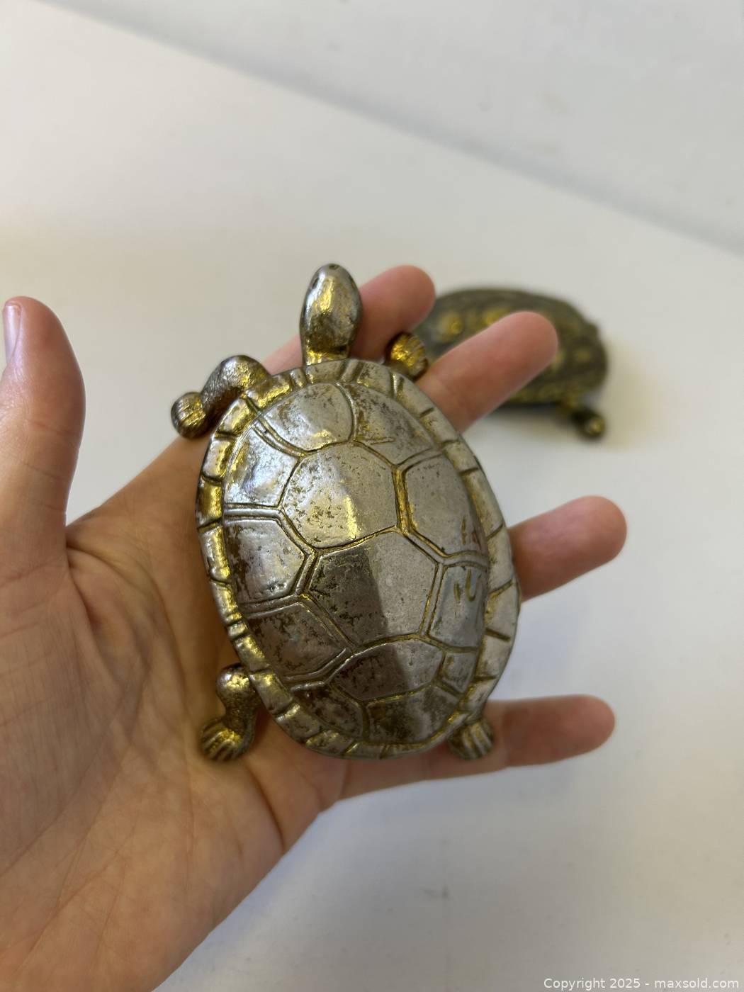 Two Antique Brass Figural Turtle Hinged Stamp Trinket Boxes | Maxsold