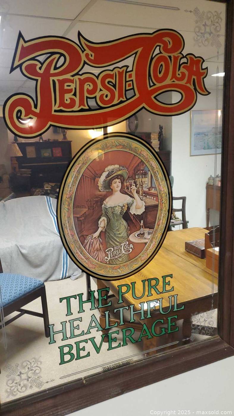 Pepsi-Cola mirrored advertising wall sign | Maxsold