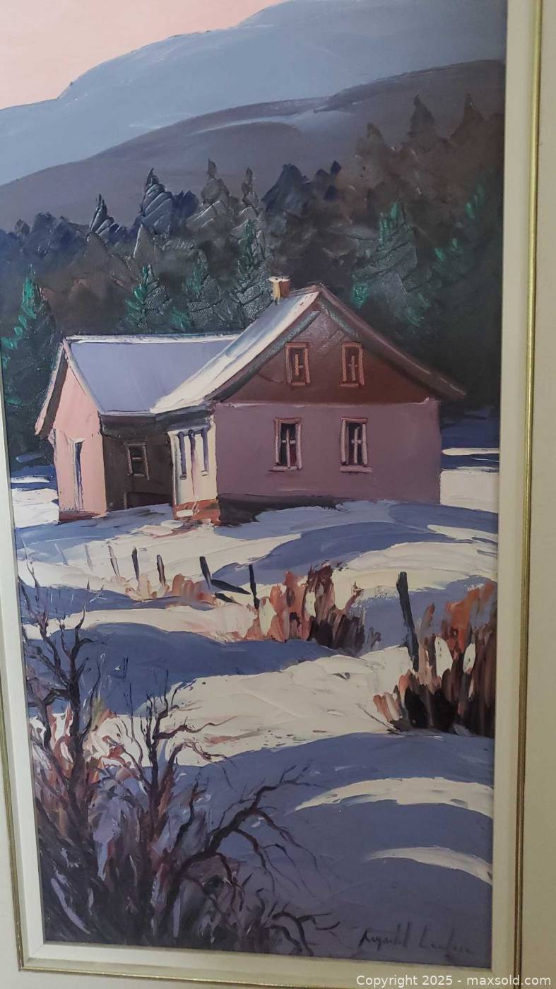 Raynald Leclerc signed winter landscape painting | Maxsold