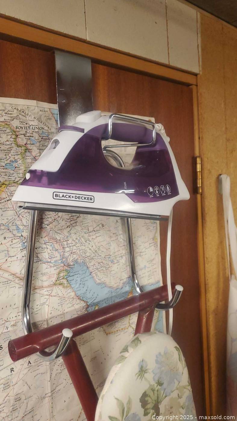 Wall-Mounted Fold-Up Ironing Board & Black+Decker Steam Iron | Maxsold