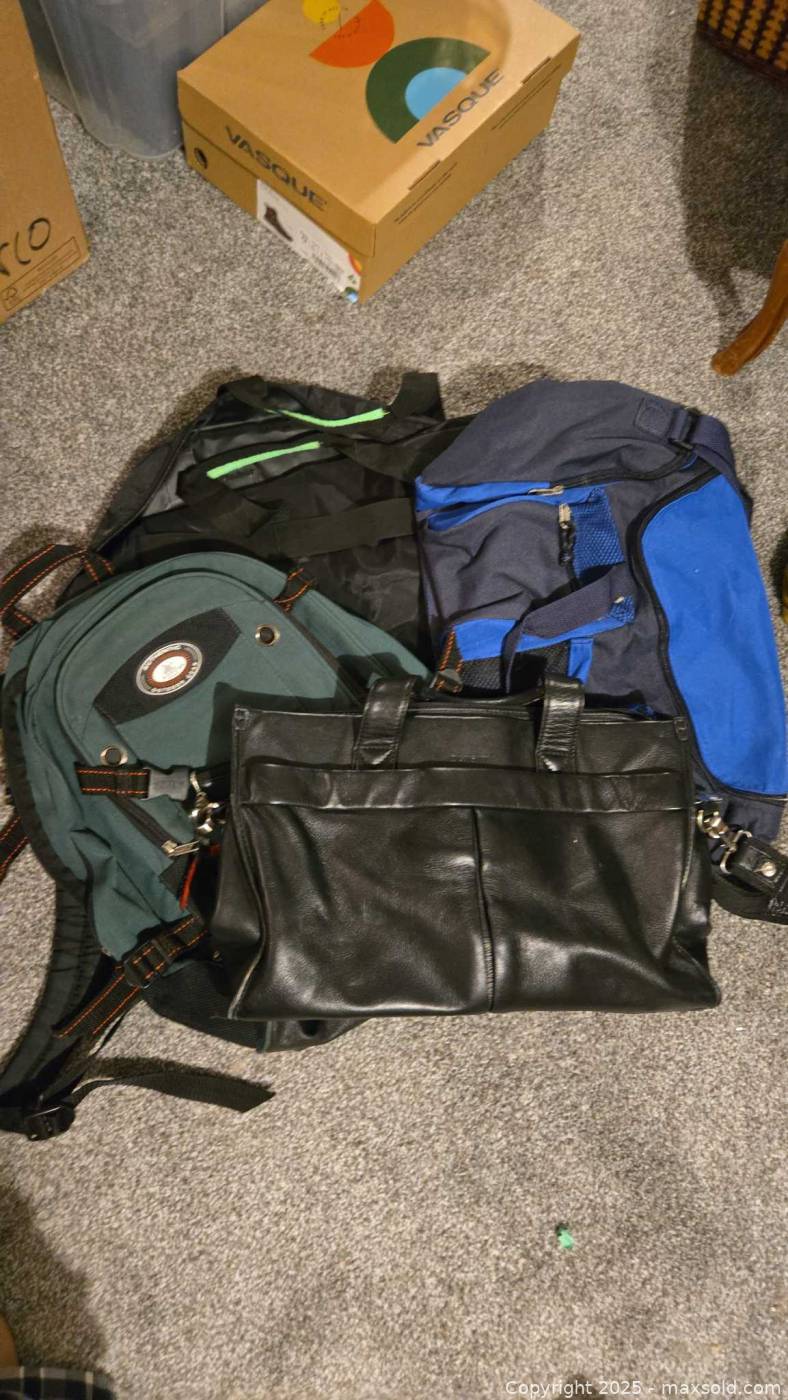 Mancini leather satchel, 2 duffels, backpack | Maxsold